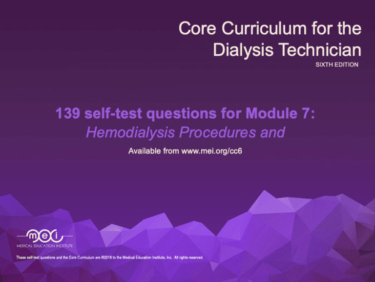Module 7 – Hemodialysis Procedures and Complications – Medical ...